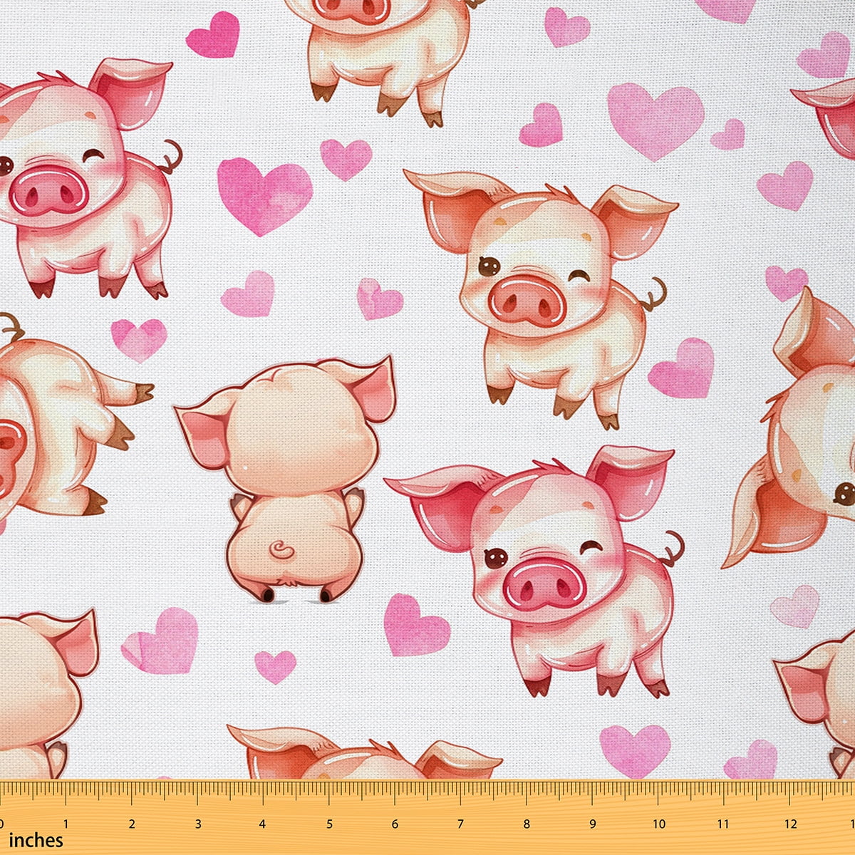 Manfei Cute Pig Fabric by the Yard (5 Yards) for Kids Boys Girls, Pink ...