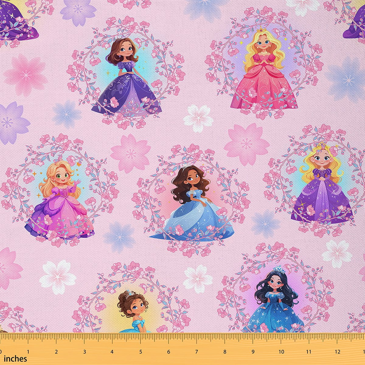 Manfei Cute Princess Fabric by the Yard (1 Yard) for Girls, Pink Flower ...