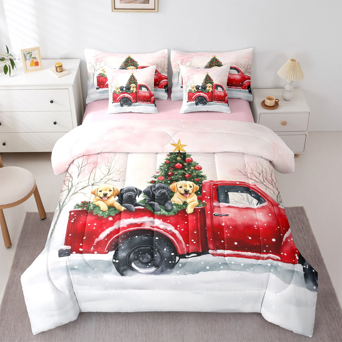 Manfei Cute Puppy Dogs 7 Pieces Bedding Comforter Set,Merry Christmas ...