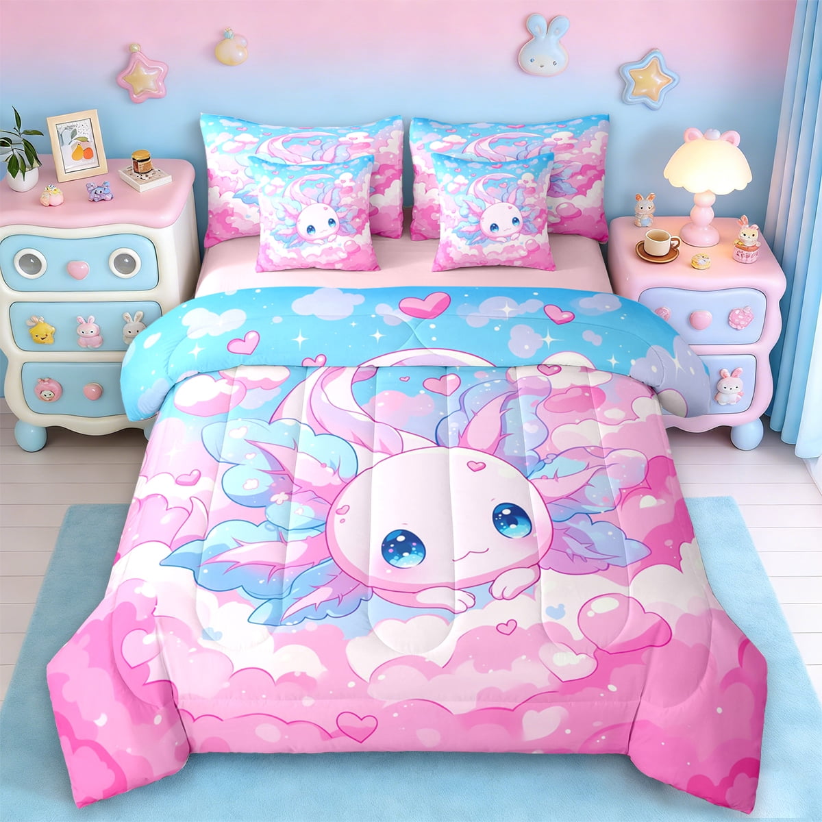 Manfei Cute Salamander 7 Pieces Bedding Comforter Set,Underwater Animal ...