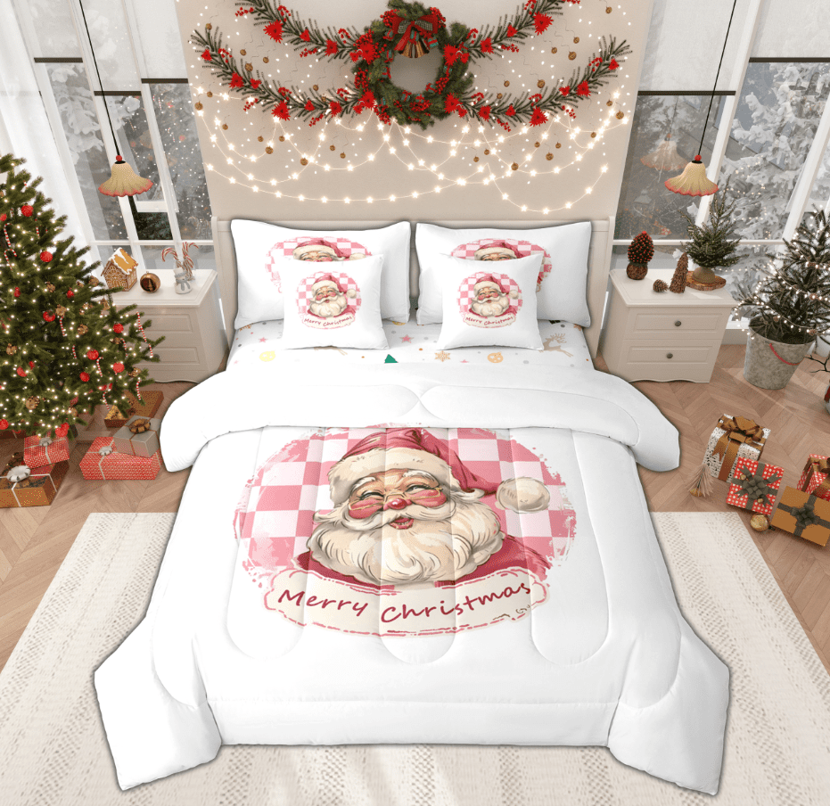 Manfei Cute Santa Claus Bedding Comforter Set 7 Pieces for Teen, Merry ...