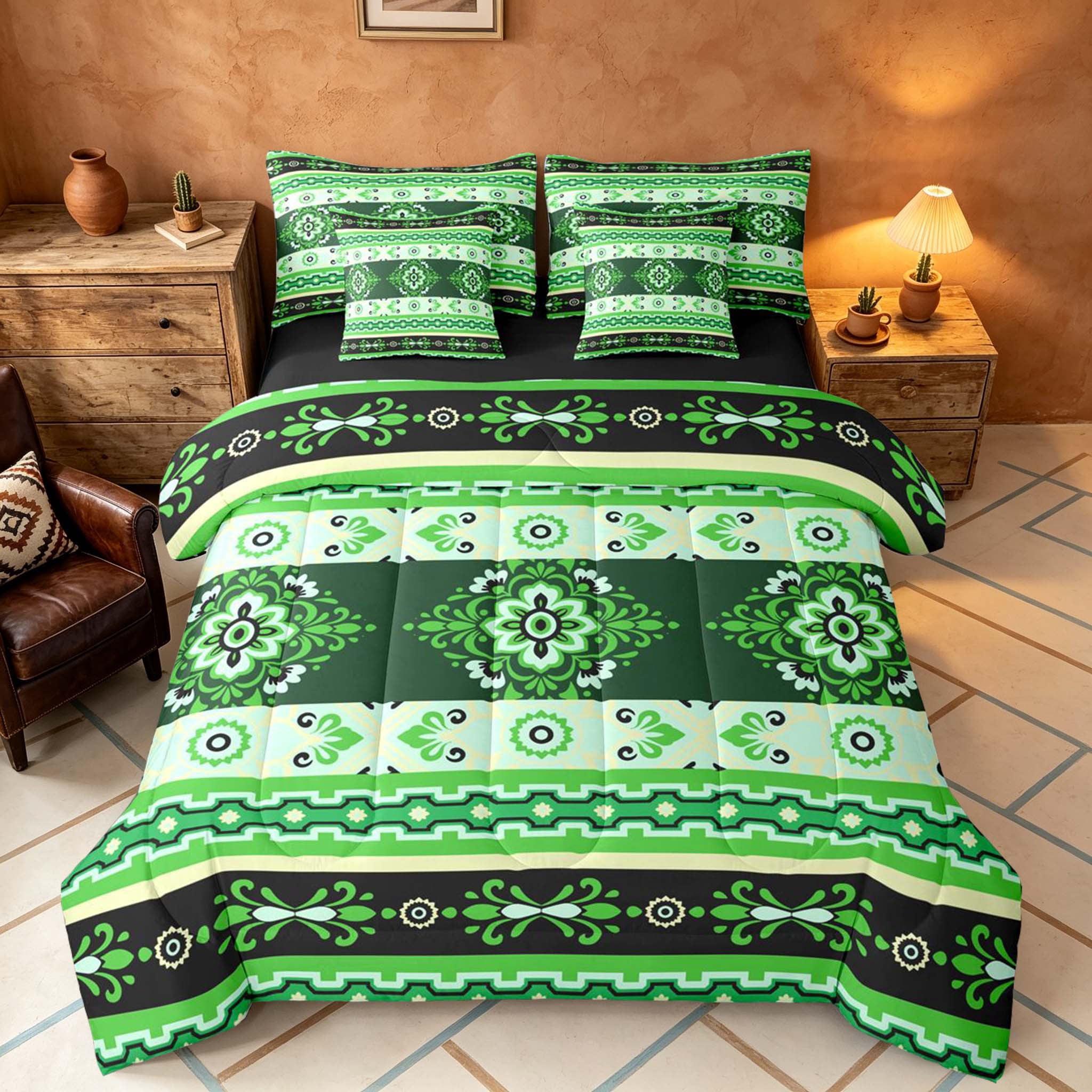 Manfei Damask Floral Full Size Bedding Sets, Baroque Flower Full Size ...