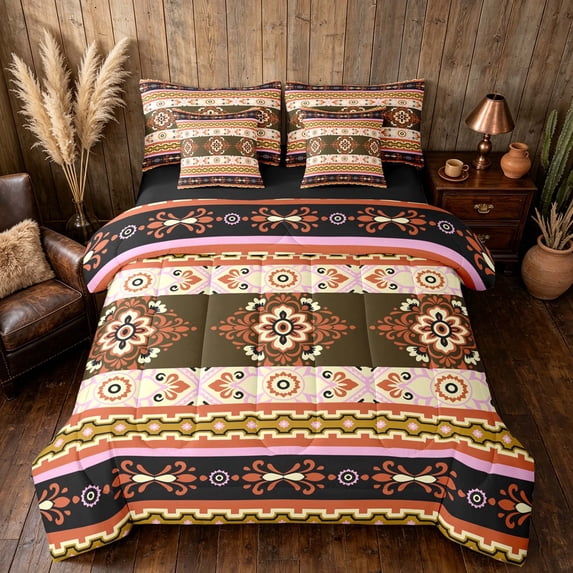 Manfei Damask Floral Full Size Bedding Sets, Baroque Flower Full Size ...