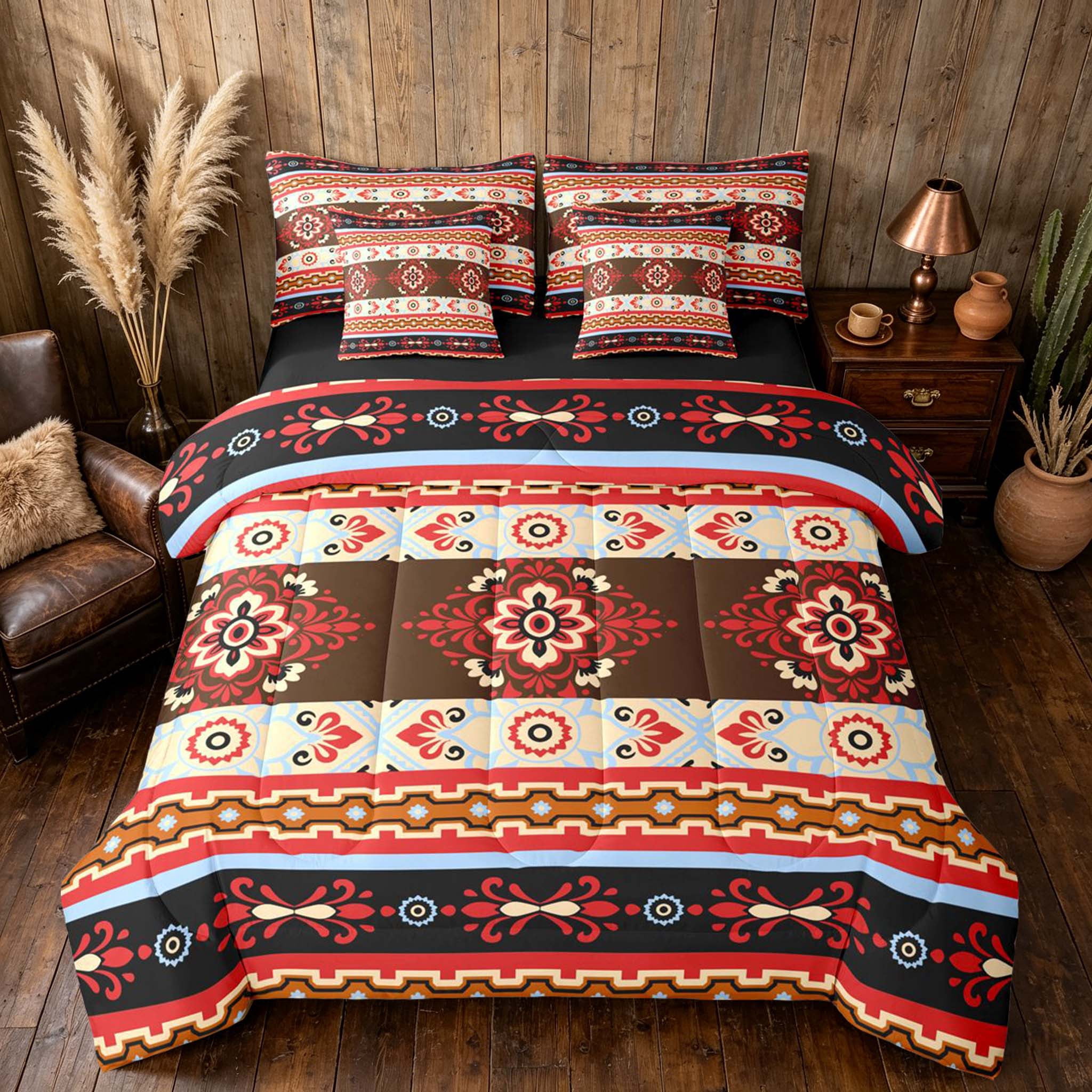 Manfei Damask Floral Full Size Bedding Sets, Baroque Flower Full Size ...