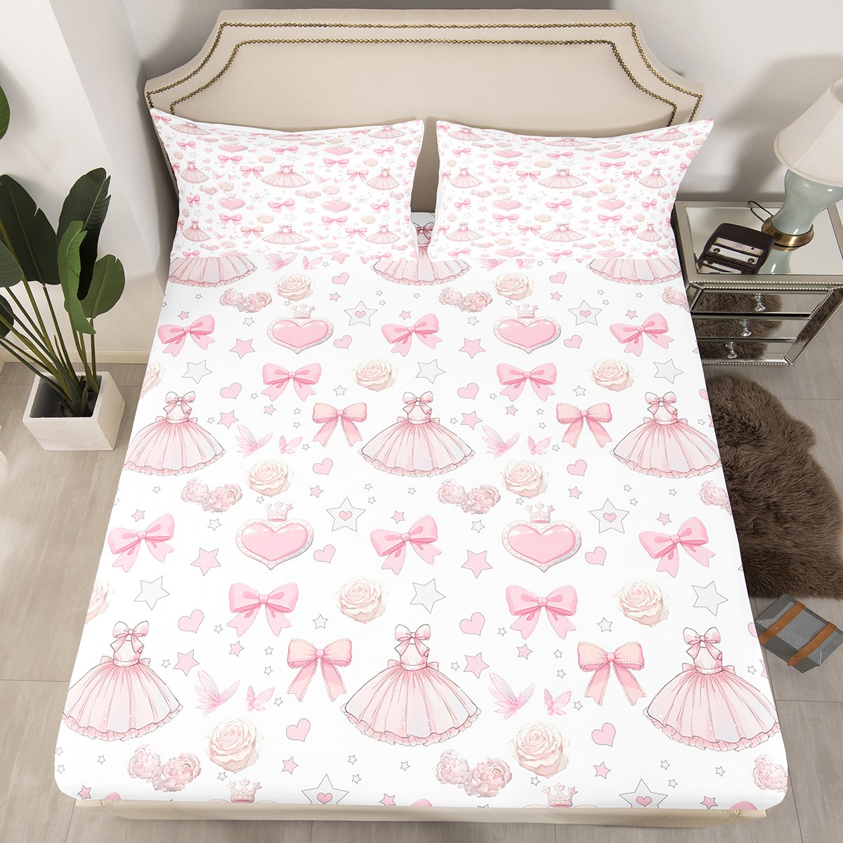 Manfei Dance Ballet 4-Piece Full Size Sheets,Bow Butterfly Bed Sheets ...