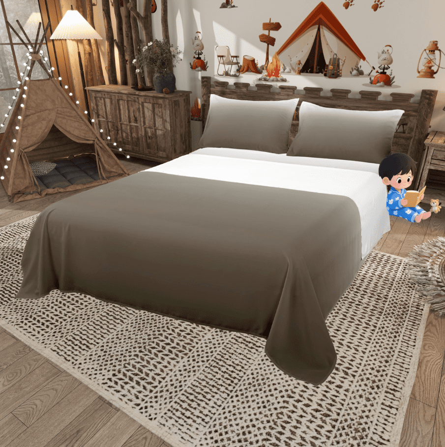 Manfei Deep Gray Sheet Set Twin,Modern Minimalist Art Bedding Sets Twin ...