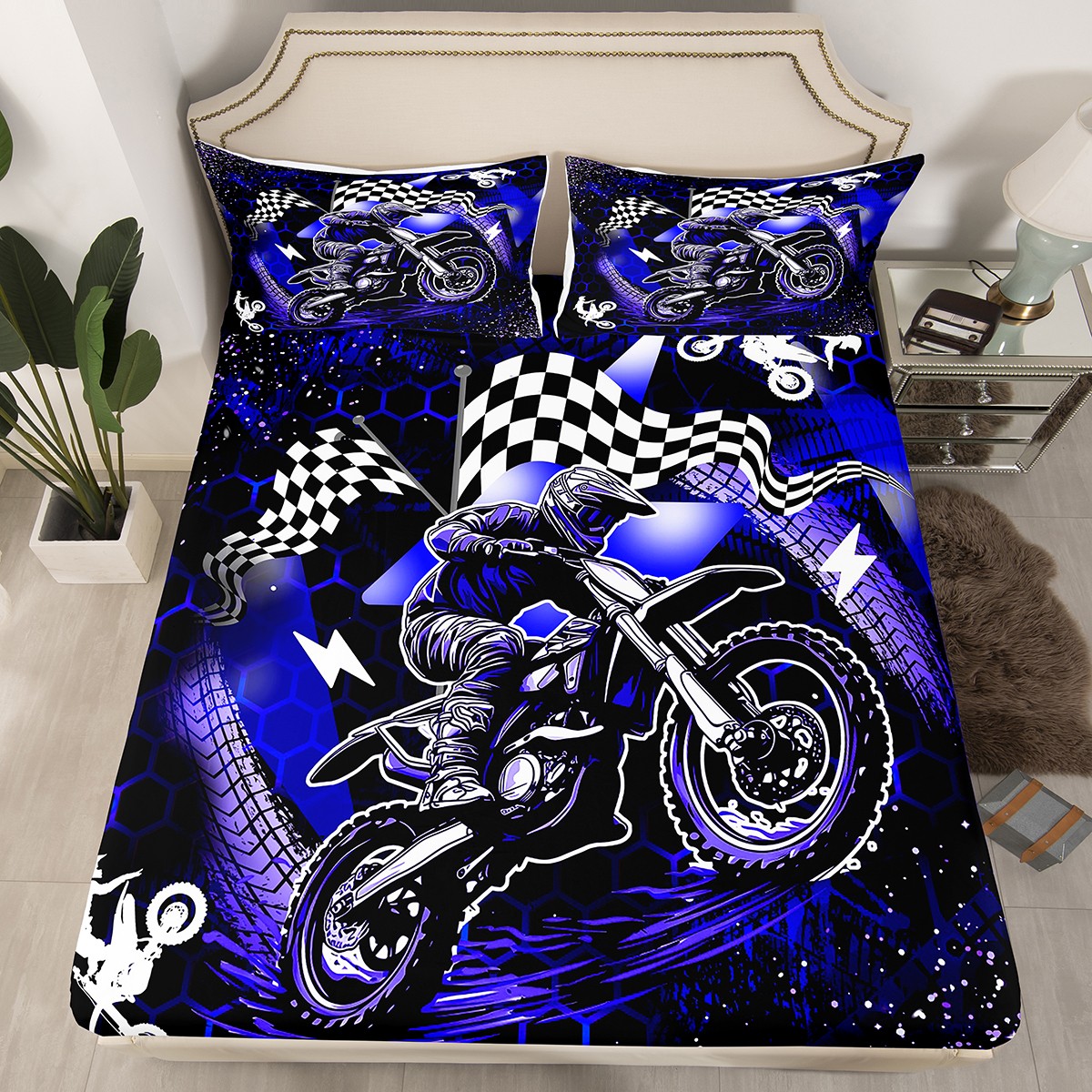 Manfei Dirt Bike 4-Piece Full Size Sheets,Extreme Sports Bed Sheets ...