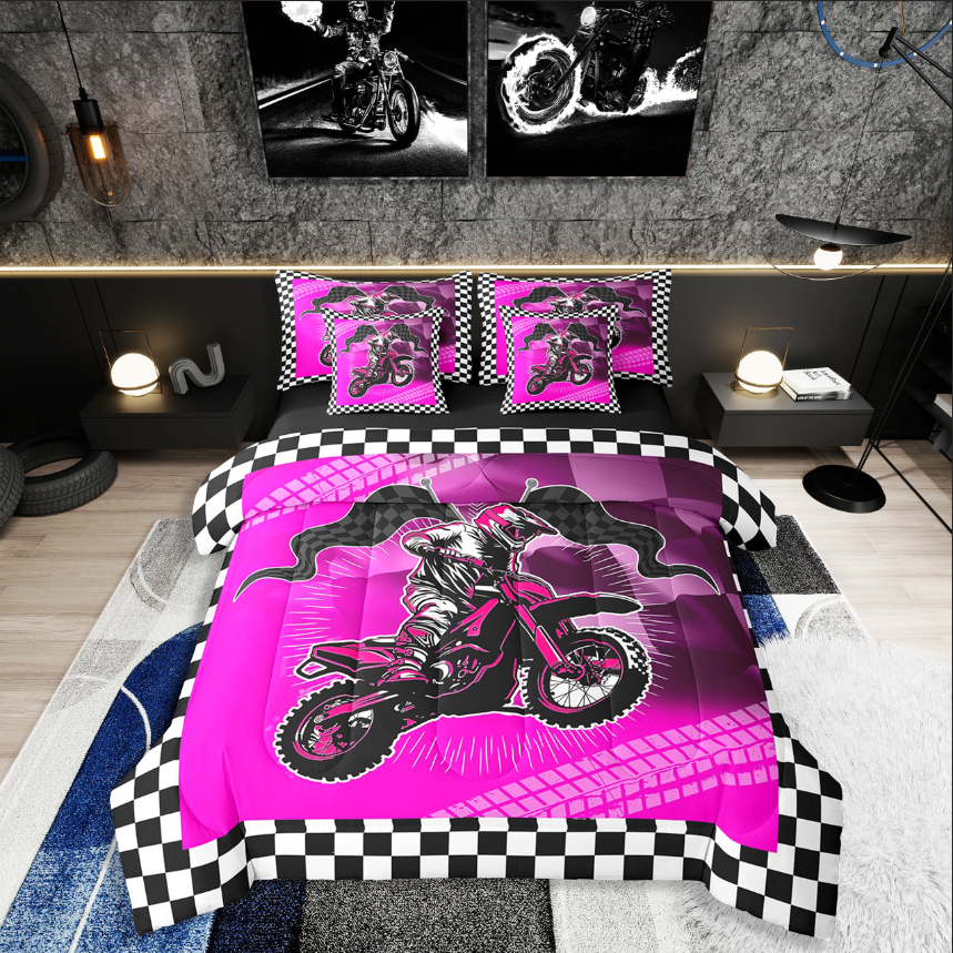 Manfei Dirt Bike 7-Piece Bedding Comforter Set,Extreme Sports King ...
