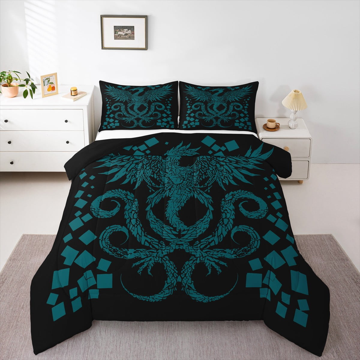 Manfei Dragon Bedding Comforter Set,Magic Animal Twin Comforter Sets ...