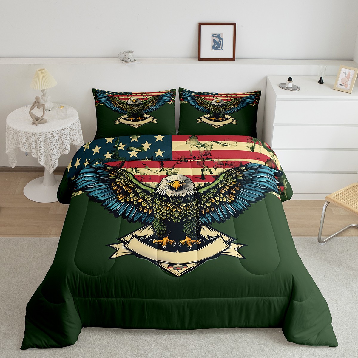 Manfei Eagle Bedding Comforter Set,American Flag Twin Comforter Sets ...