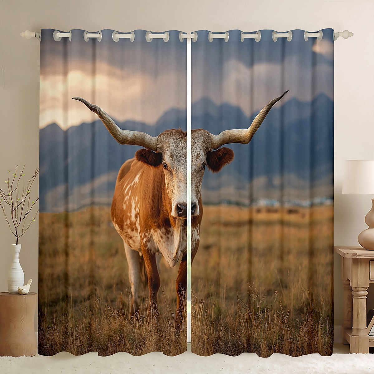 Manfei Farm Animal Cow Curtains Pack of 2 (42x84 Each),Rustic Farmhouse ...