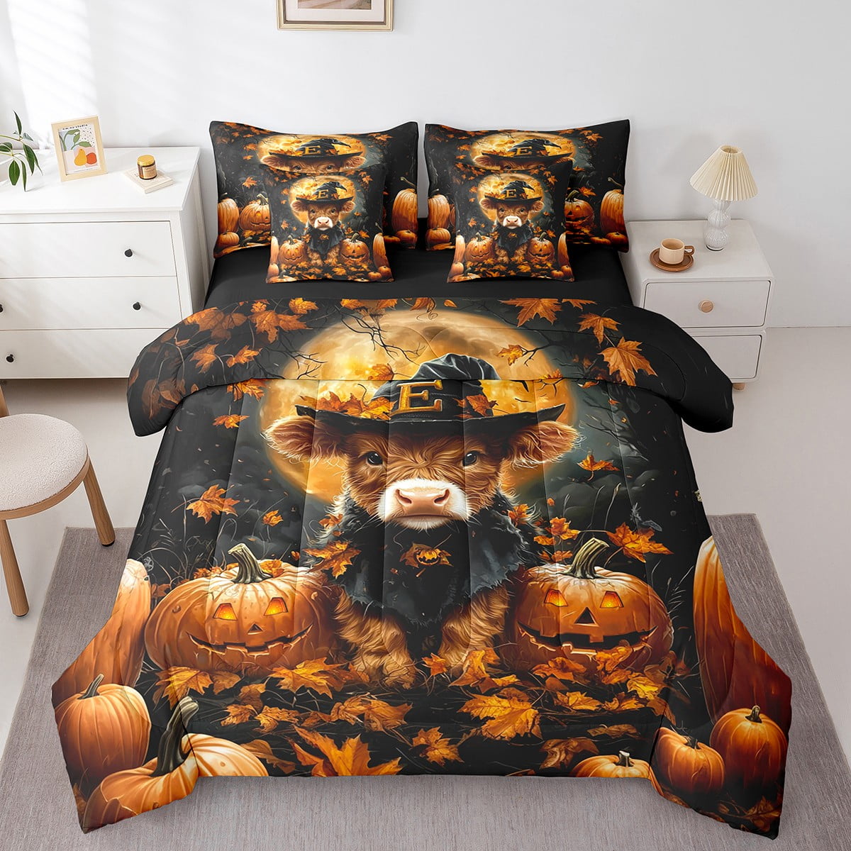 Manfei Farm Highland Cattle Bedding Full Size,Halloween Theme Comforter ...
