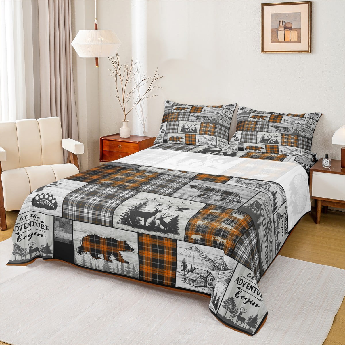 Manfei Farmhouse Adventure Full Size Sheets, Lake House Bed Sheets ...