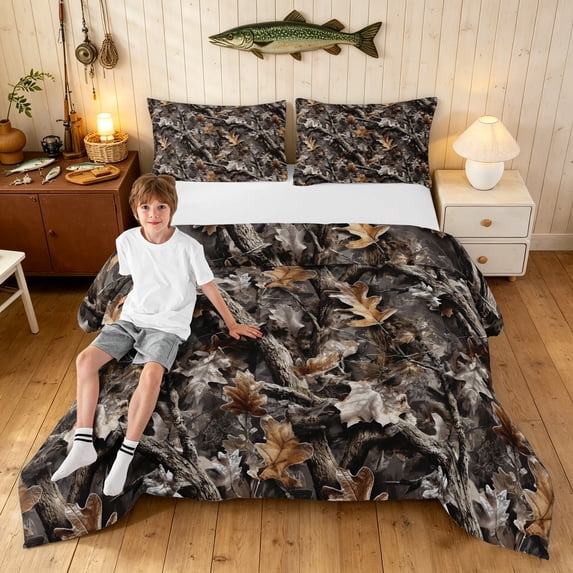 Manfei Farmhouse Camouflage Full Size Comforter Sets, Rustic Branches ...