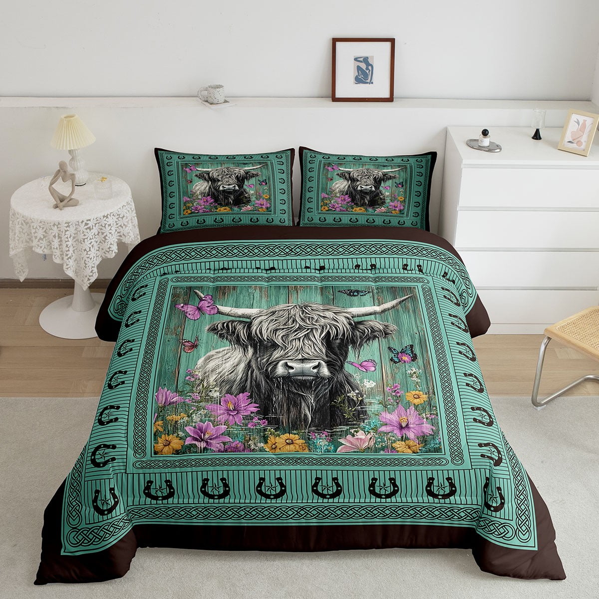 Manfei Farmhouse Farm Animal Bedding Sets Toddler with Comforter ...