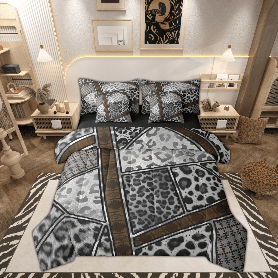 Manfei Fashion Leopard Print Bedding Comforter Set 7pcs, Cheetah Animal ...
