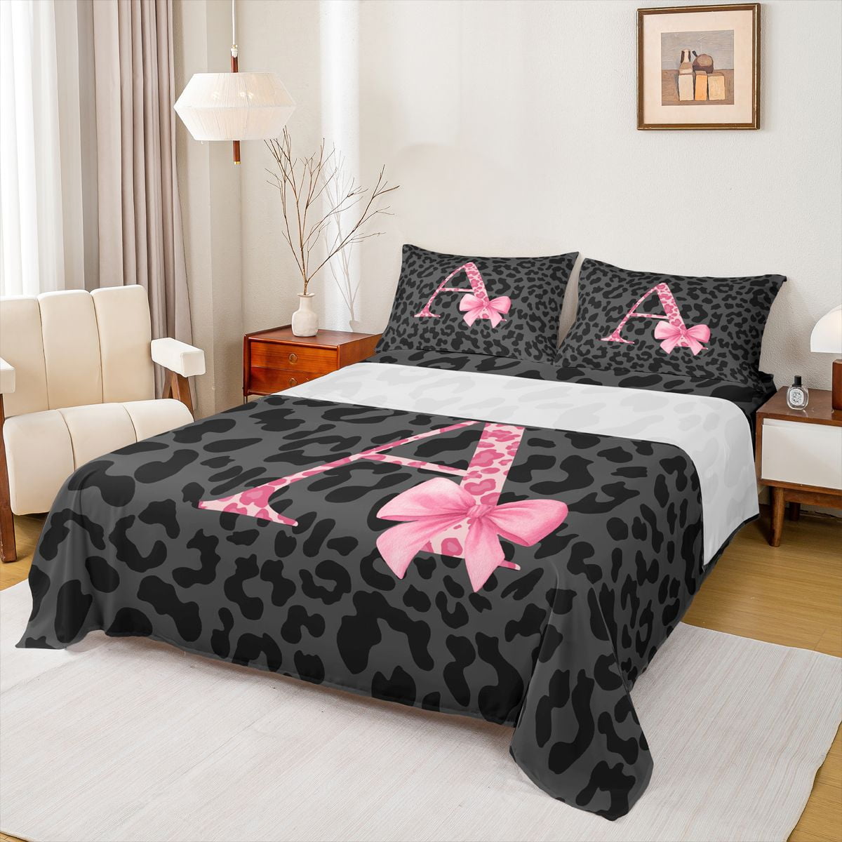 Homewish Fashion Leopard Print Full Size Sheets for Women, Princess ...