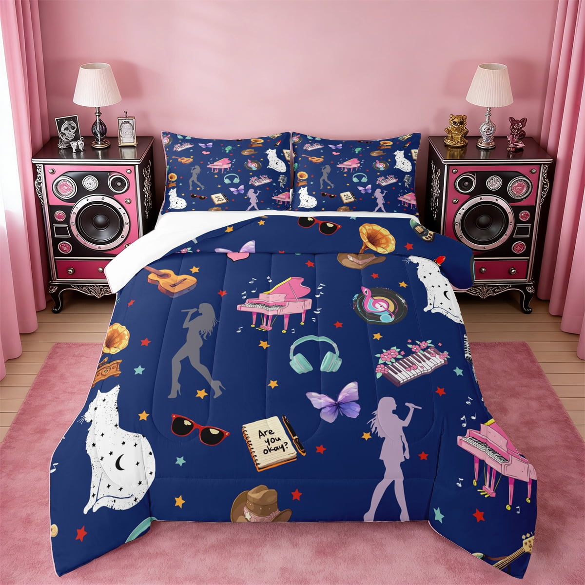 Manfei Fashion Music Gift Bedding Comforter Set,Musical Guitar Pinao ...