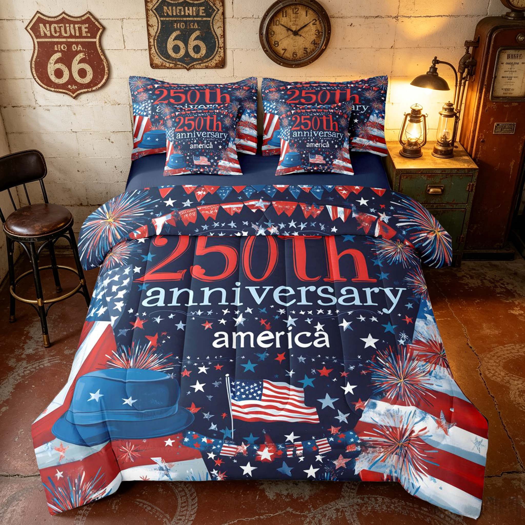 Manfei Festive Patriotic Queen Bedding, America 250th Anniversary ...