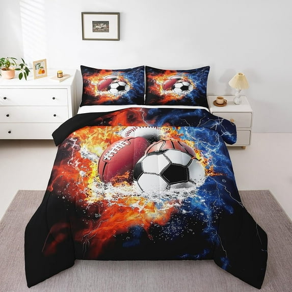 Manfei Football Baseball Sports Full Size Comforter Sets,Ball Games ...