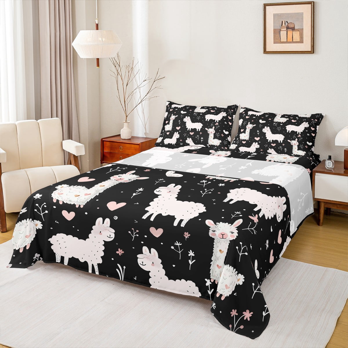 Manfei Funny Alpaca Teens Twin Sheet Sets, Kawaii Cartoon Animal Twin ...