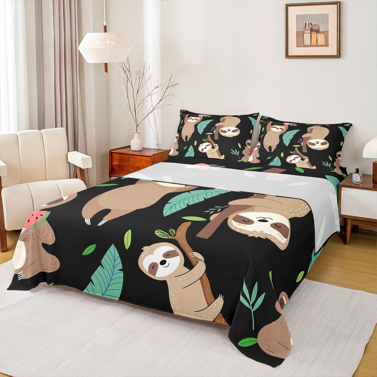 Manfei Funny Animal Lover Bed Sheets, Jungle Cartoon Slotn King Sheets ...