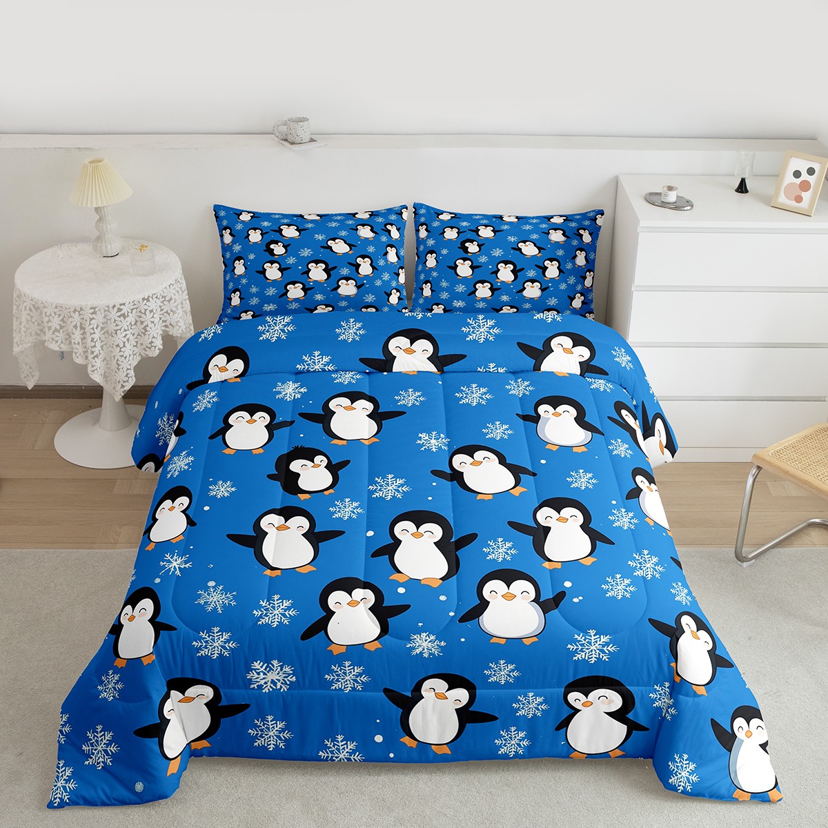 Manfei Funny Cartoon Penguin Bedding Comforter Set for Teen, Kawaii ...