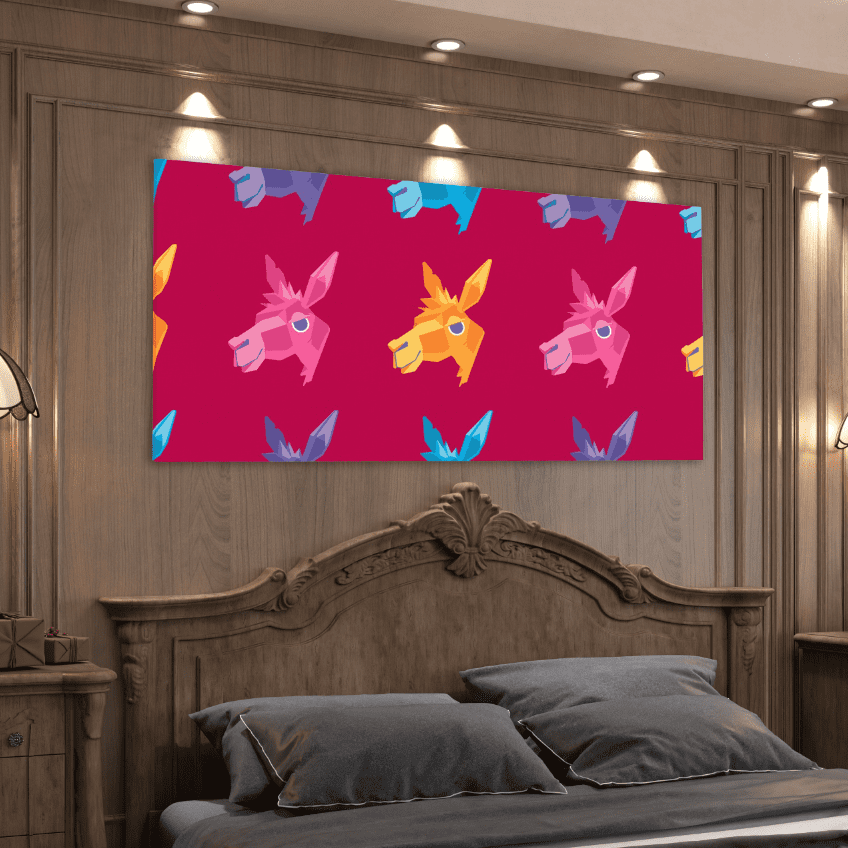 Manfei Funny Donkey Wall Decor Room Decor 48x24, Colorful Farm Animal ...