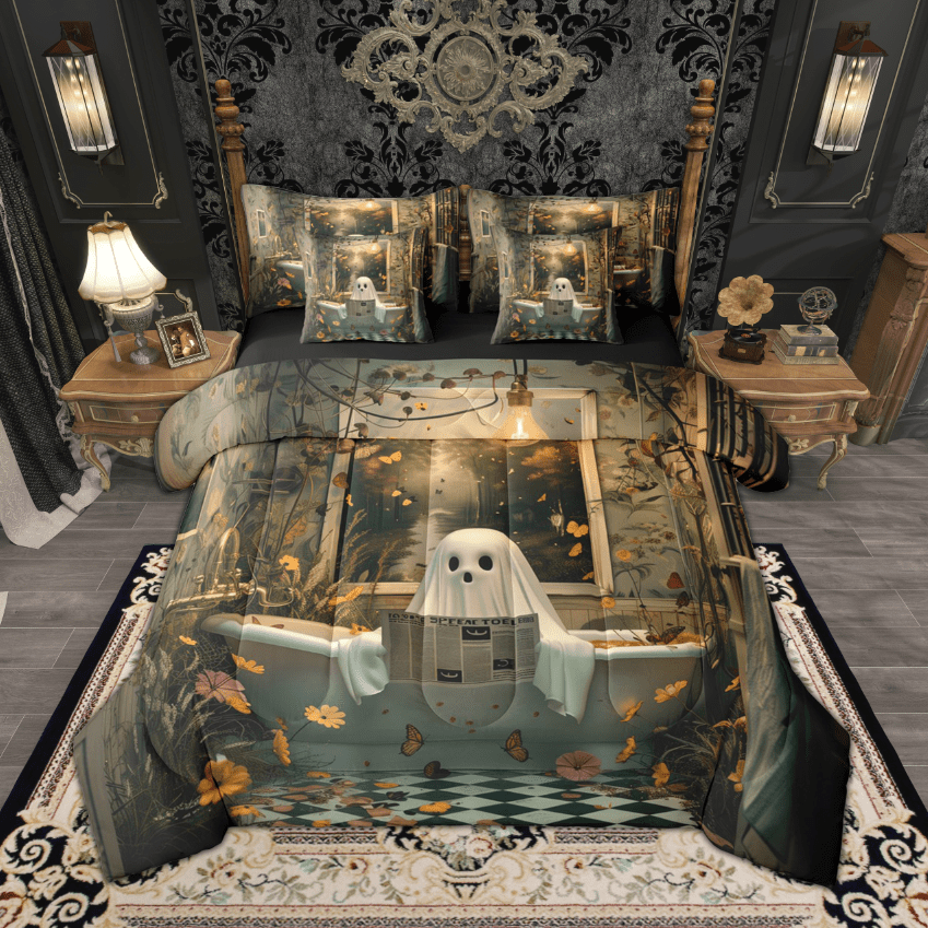 Manfei Funny Halloween Bedding Comforter Set 7 Pieces, Spooky Animal ...