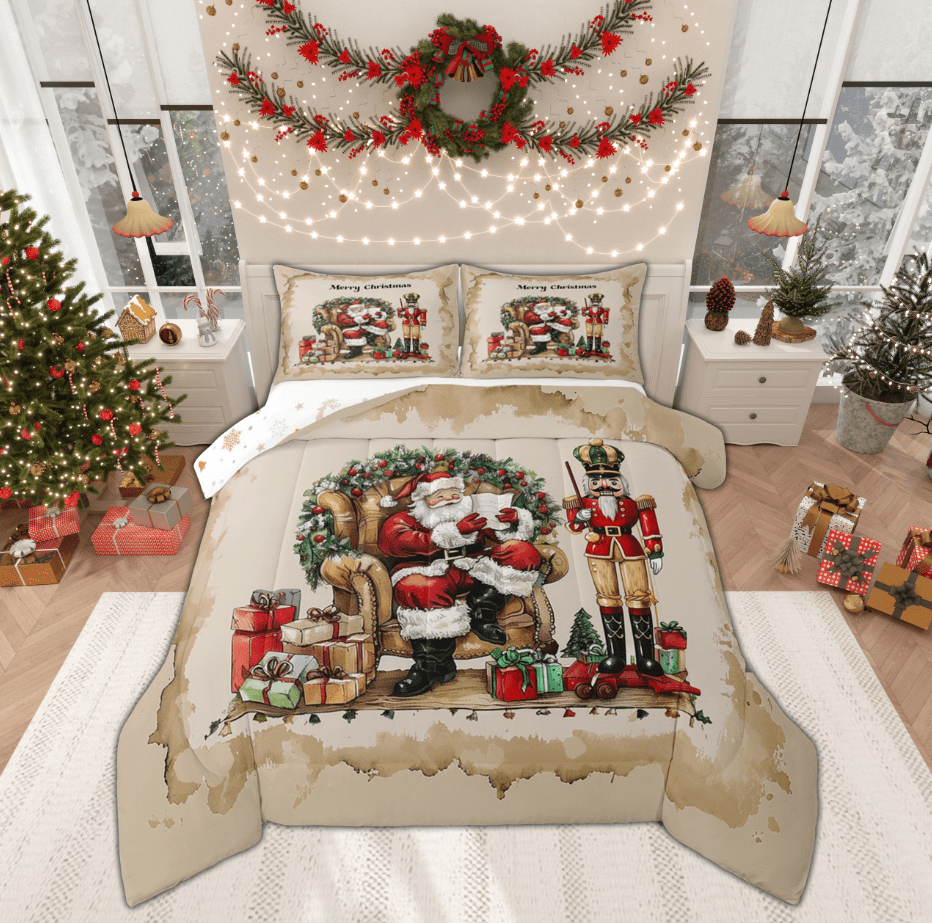 Manfei Funny Santa Claus Full Size Comforter Sets, Royal Nutcracker ...