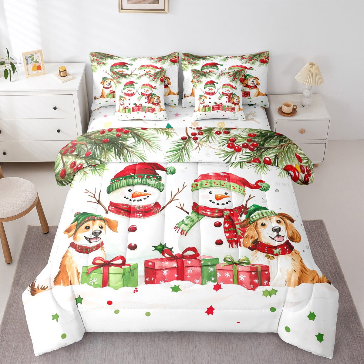 Manfei Funny Xmas Snowmen 7 Pieces Bedding Comforter Set,Merry ...