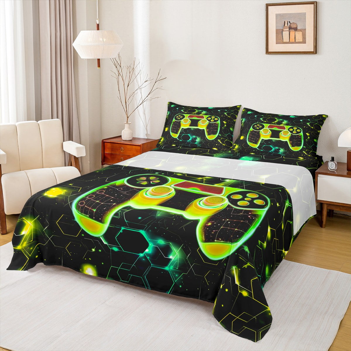 Manfei Futuristic Game Console Twin Sheet Sets, Psychedelic Starry Sky ...
