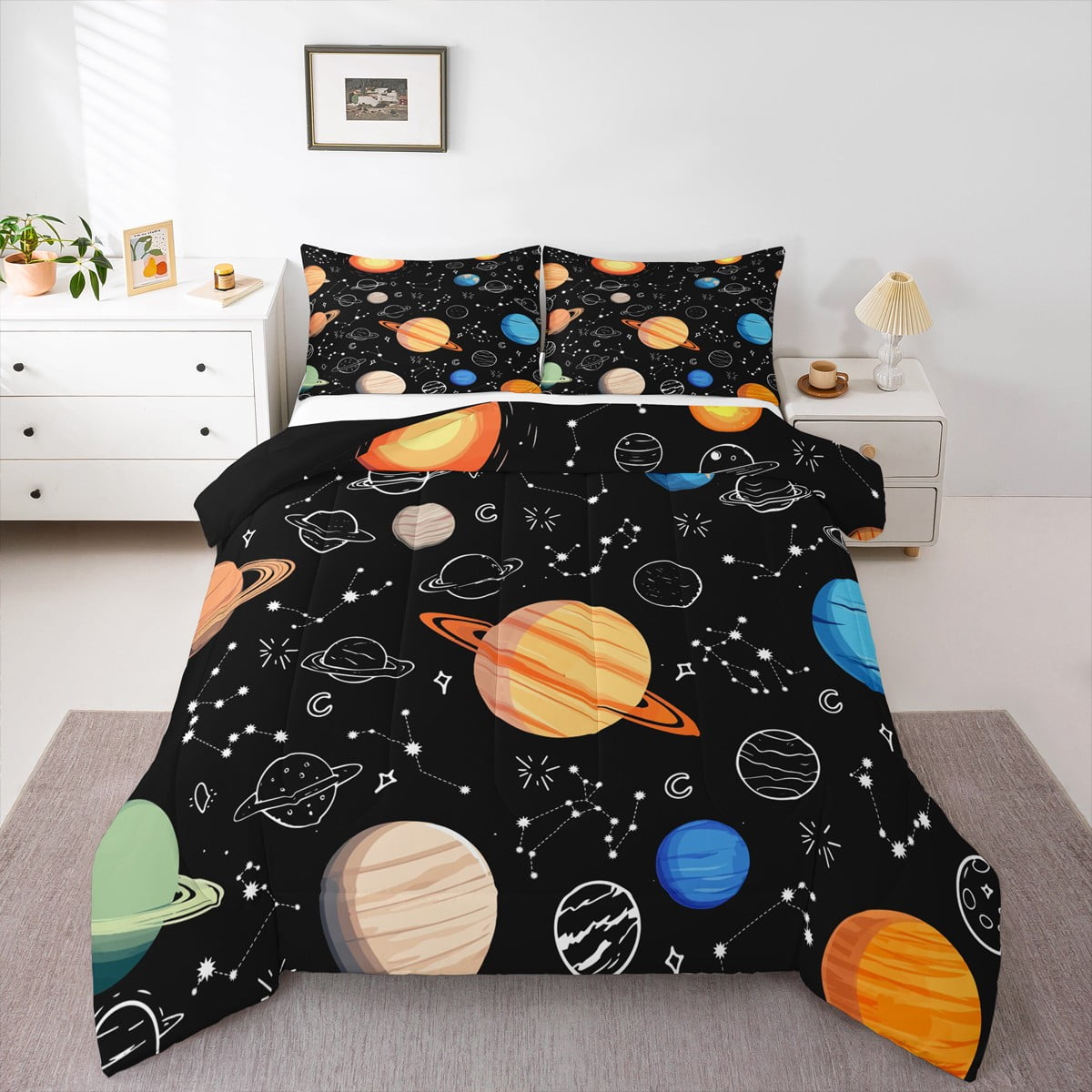 Manfei Galaxy Planet Full Size Comforter Sets,Constellation Pattern ...