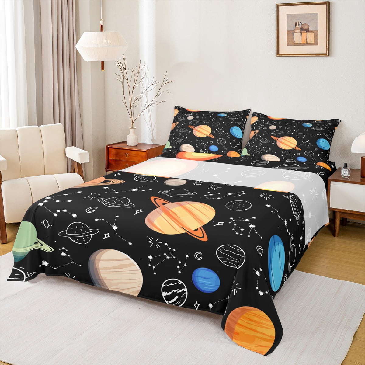 Manfei Galaxy Planet Full Size Sheets,Constellation Pattern Bed Sheets ...