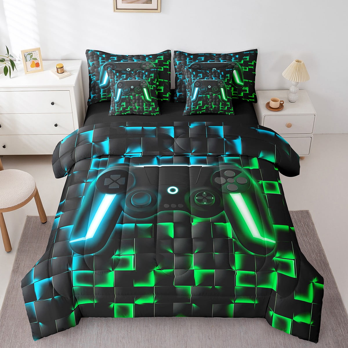 Manfei Gamer Gaming Bedding Comforter Set 7 Pieces,Vindoe Game Full ...
