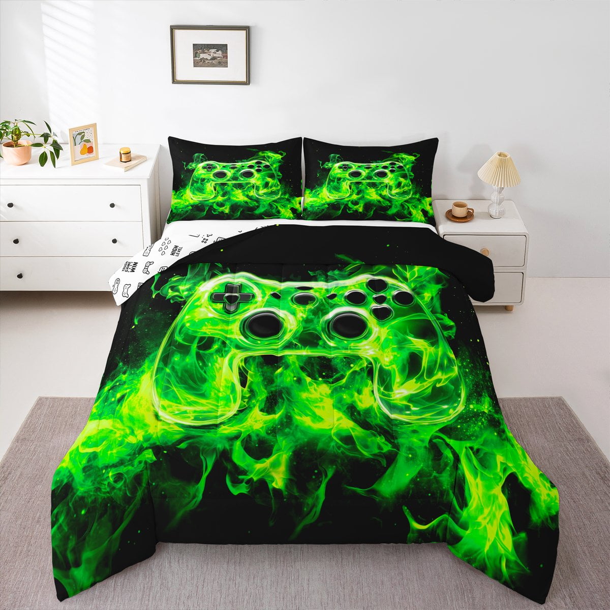 Manfei Gamer Gaming Bedding Comforter Set,Modern Video Game Twin ...