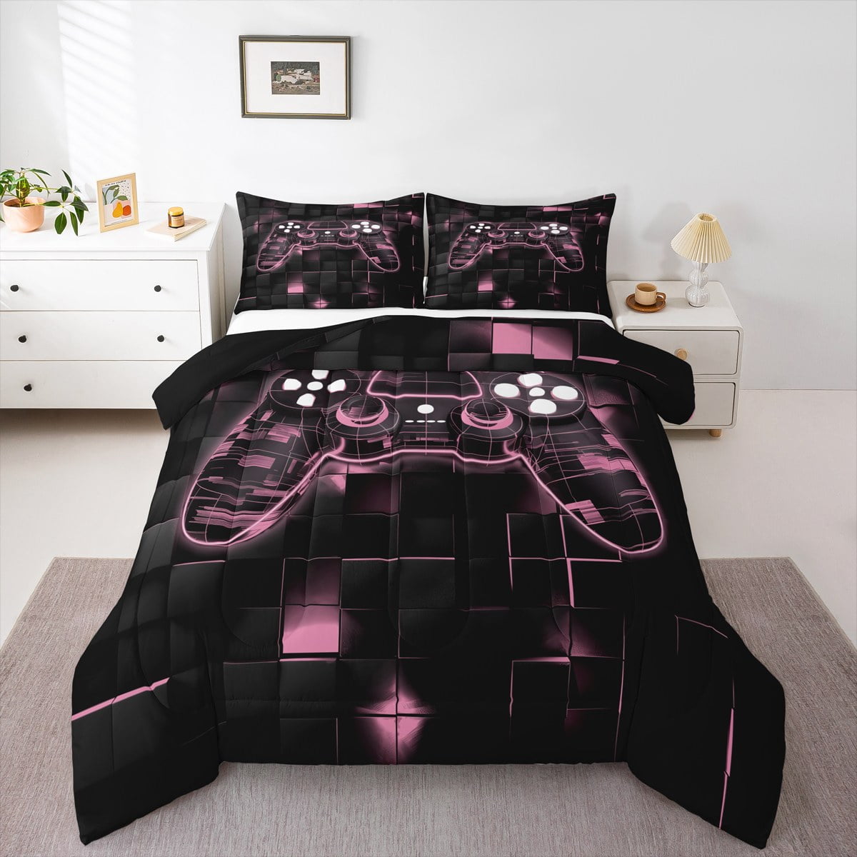 Manfei Gamer Gaming Bedding Comforter Set,Modern Video Game Twin ...