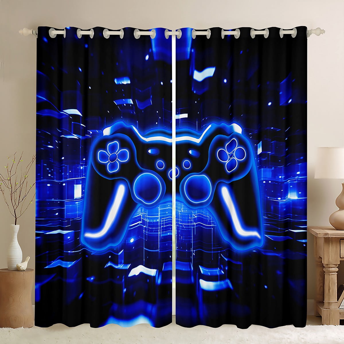Manfei Gamer Gaming Curtains Pack of 2 (42x84 Each),Modern Video Game ...