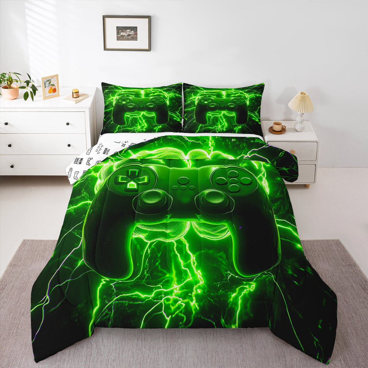 Manfei Gamer Gaming Full Size Comforter Sets,Modern Video Game Bedding ...