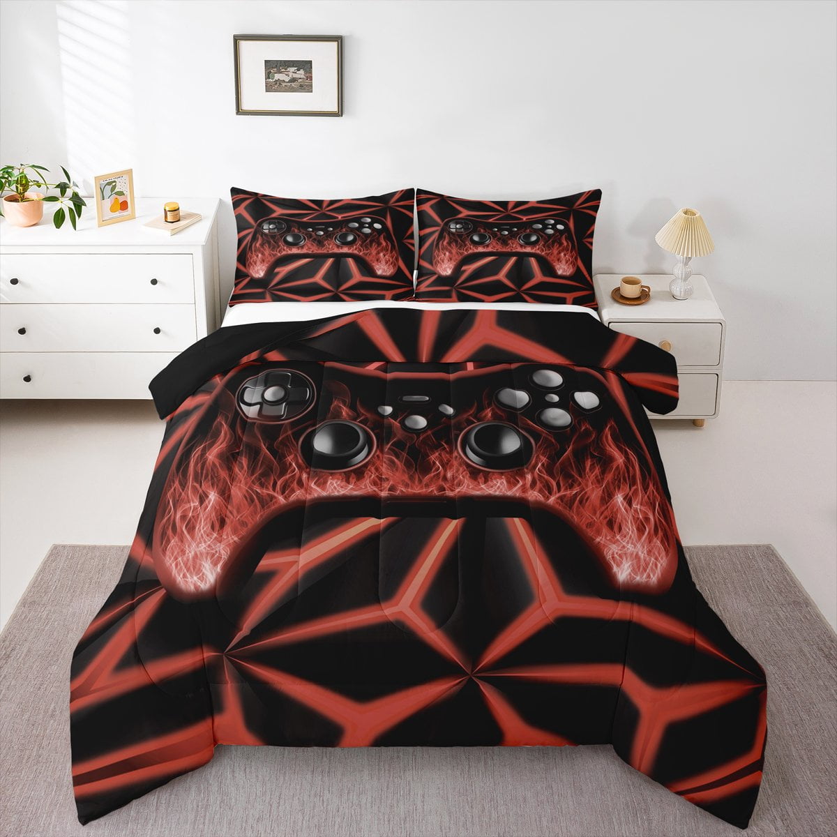Manfei Gamer Gaming Full Size Comforter Sets,Modern Video Game Bedding ...