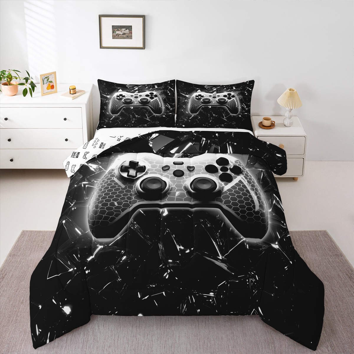 Manfei Gamer Gaming Full Size Comforter Sets,Modern Video Game Bedding ...