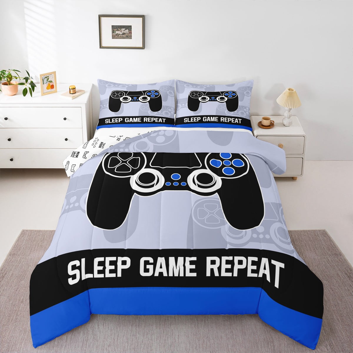 Manfei Gamer Gaming King Size Comforter Sets,Modern Video Game Bedding ...