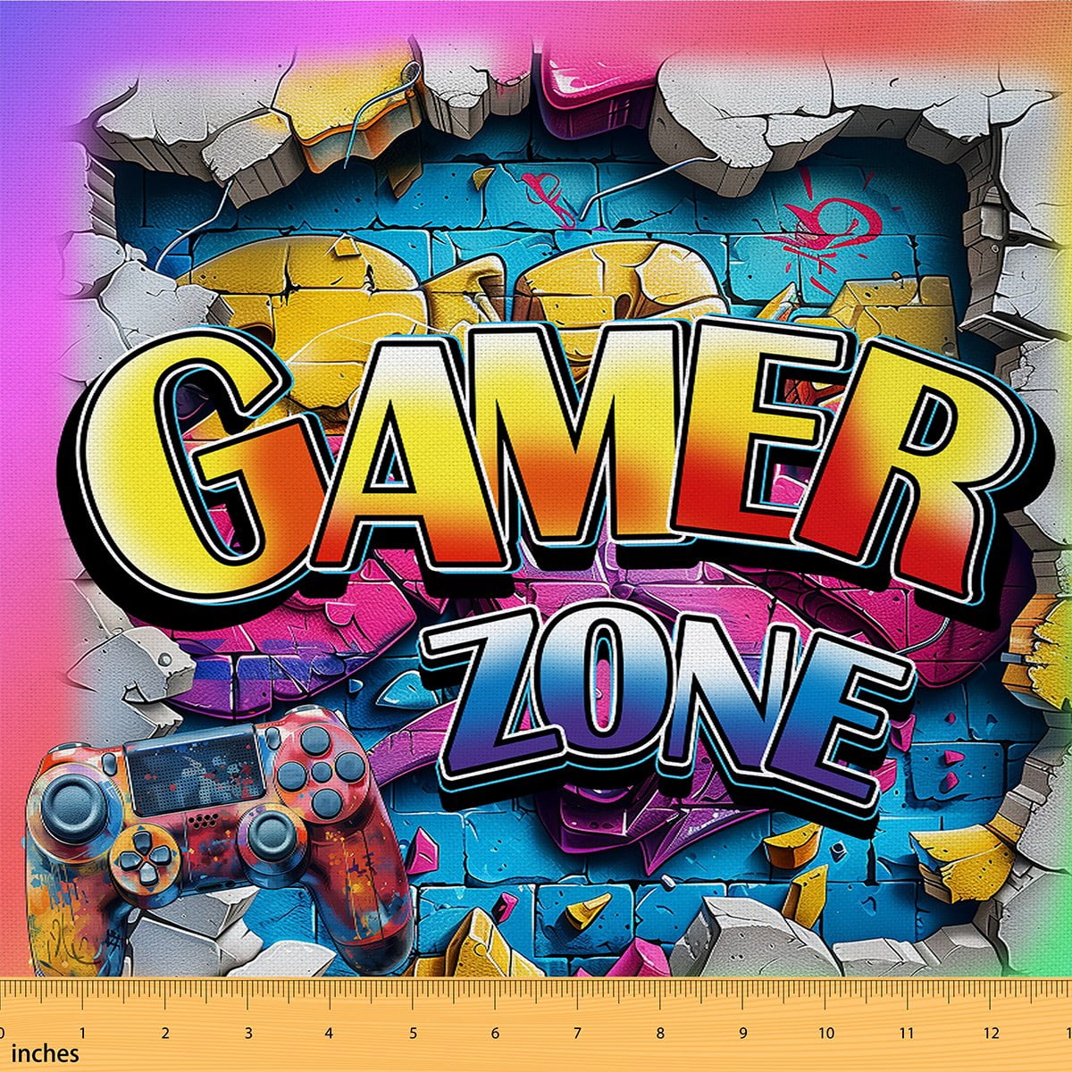 Manfei Gamer Zone Print Fabric by the Yard (1 Yard), Gaming Game Theme ...