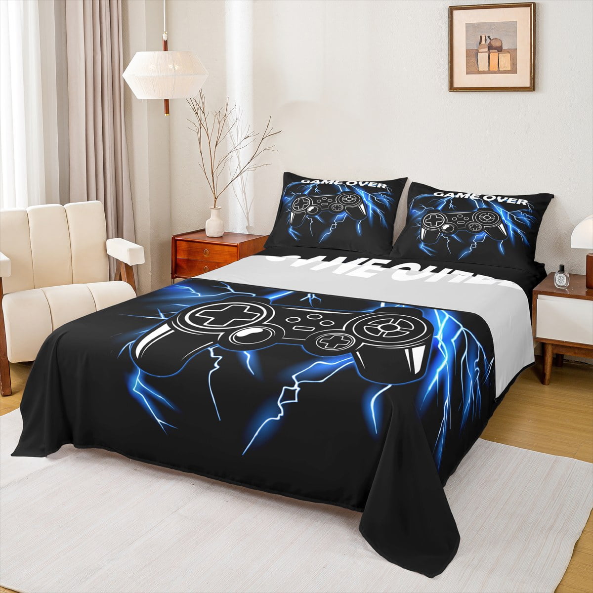 Manfei Gaming Gamepad Sheet Set King, Modern Game Lover Bed Sheets Set ...