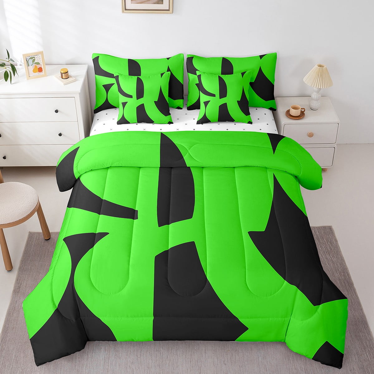 Manfei Geometric Geometry Bed in a Bag Twin Size,Modern Minimalism ...