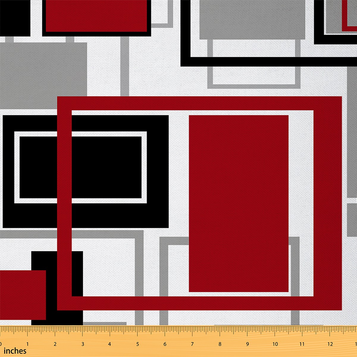 Manfei Geometric Rectangle Sewing & Crafting Fabric (1 Yard), Red White ...