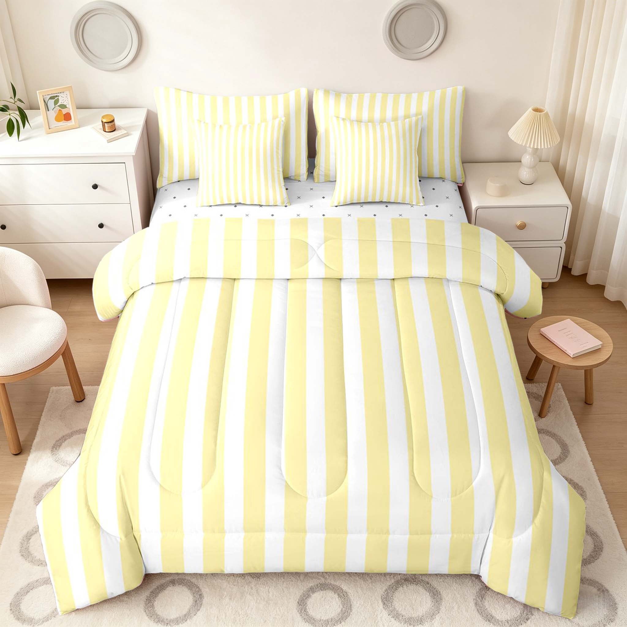 Manfei Geometric Stripe King Bedding,Contemporary Minimalist King Bed ...