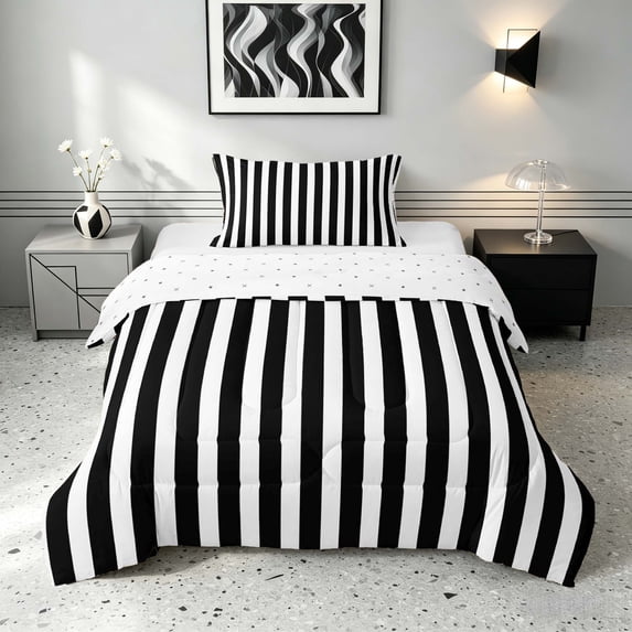 Manfei Geometric Stripe Twin Comforter Sets,Contemporary Minimalist ...