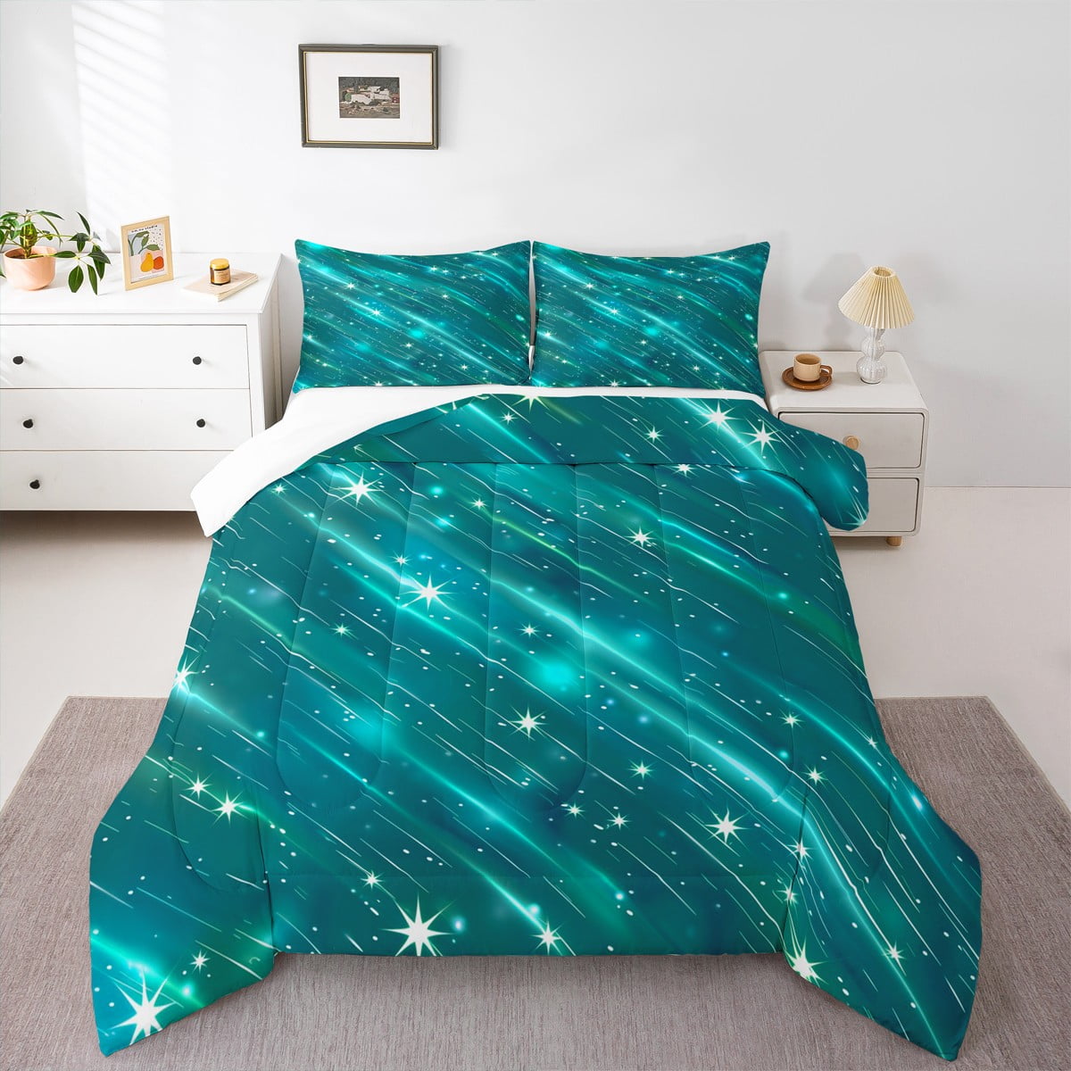 Manfei Geometric Stripes 3-Piece Full Size Comforter Sets,Bling Glitter Bedding Comforter Set ...