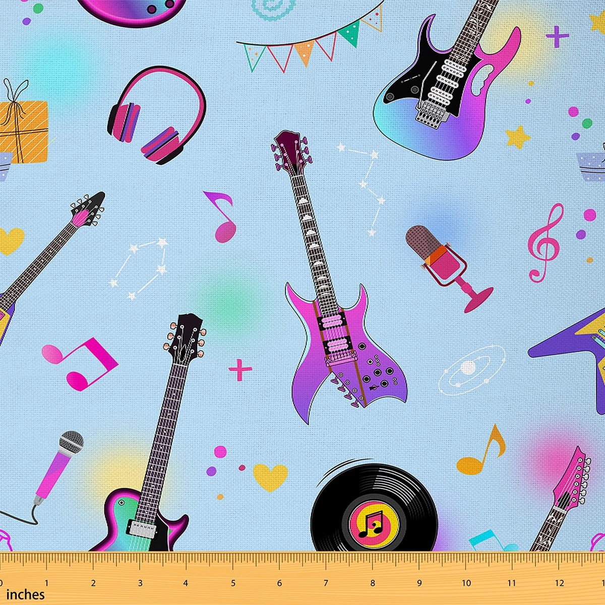 Manfei Girls Guitar Sewing & Crafting Fabric (10 Yards), Music Lovers ...